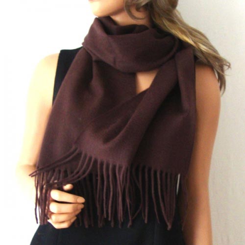 Pure cashmere dark brown scarf