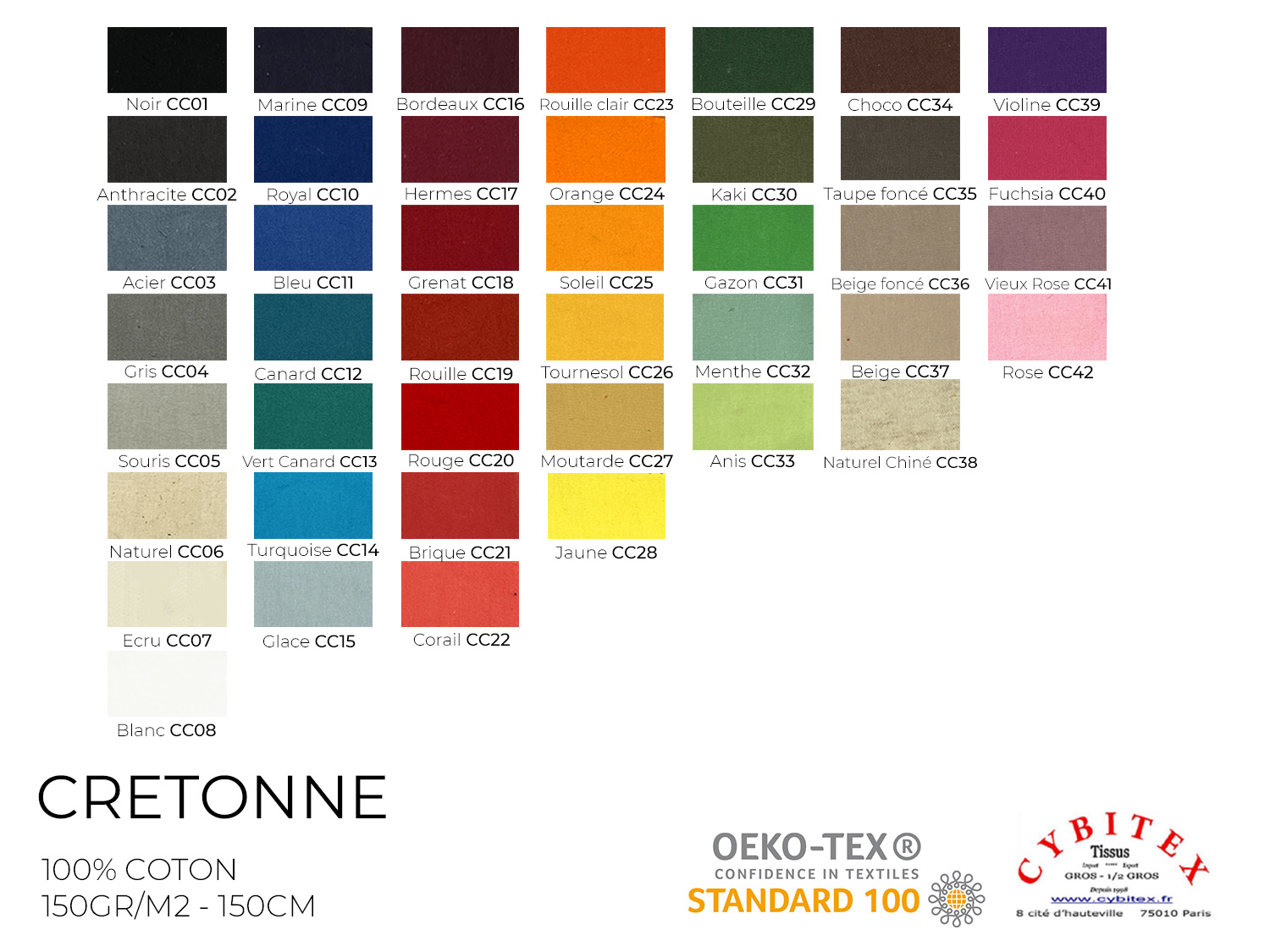 Tissu Cretonne Grossiste - Cybitex