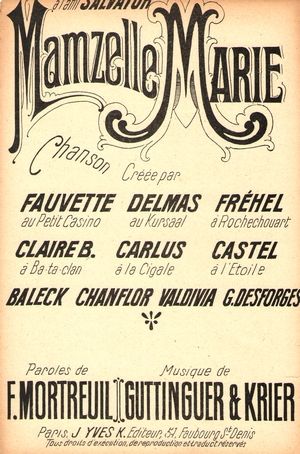 Partition FREHEL, CARLUS Mam'zelle Marie