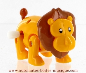 Automaton, mechanical walking animal : lion with winding key - Item ...